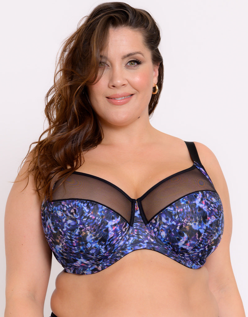 Adella Athena Aura Full Cup Side Support Bra Black/Blue Print – Brastop UK
