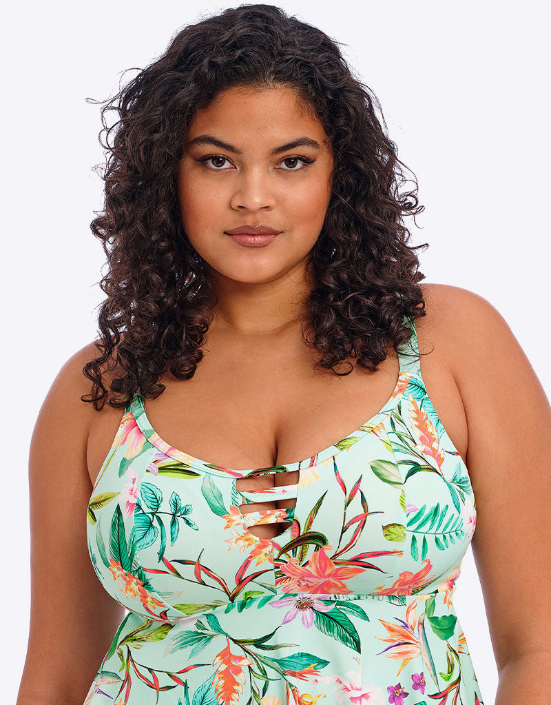 Elomi Sunshine Cove Non Wired Tankini Top Aqua Floral Print – Brastop UK