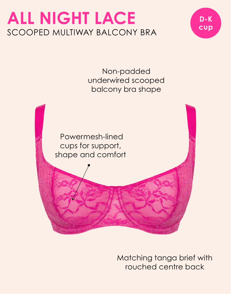 Curvy Kate All Night Lace Scooped Multiway Balcony Bra Hot Pink Blush ...